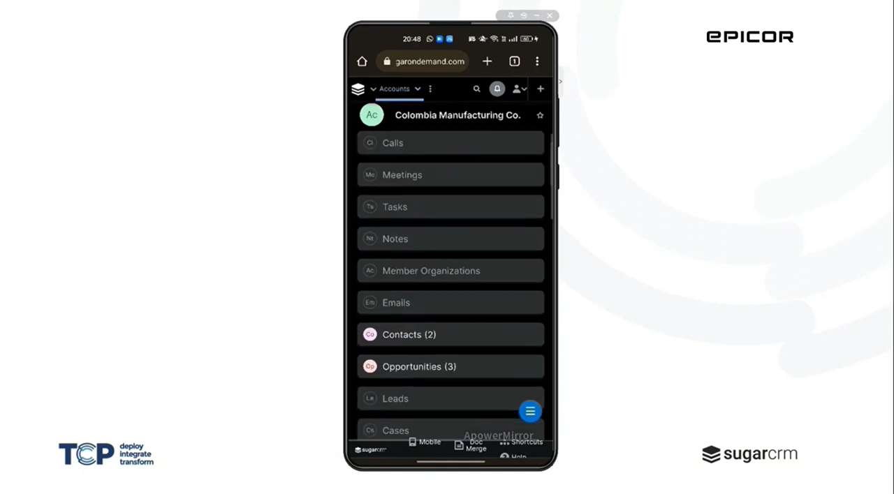 Epicor-SugarCRM Integration by TCP | SugarCRM Module